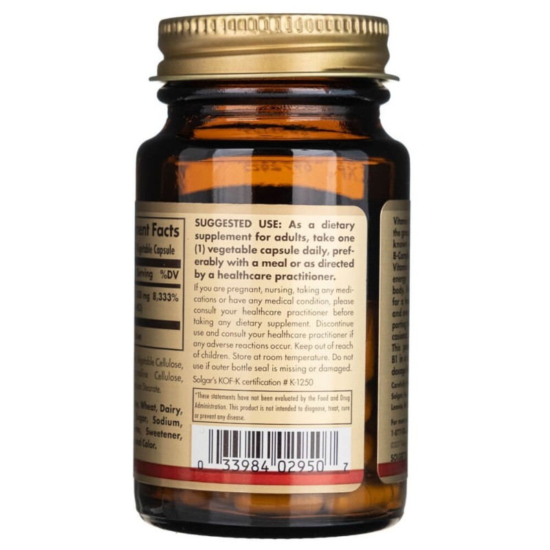 Solgar Witamina B1 Tiamina 100 mg 100 kapsułek