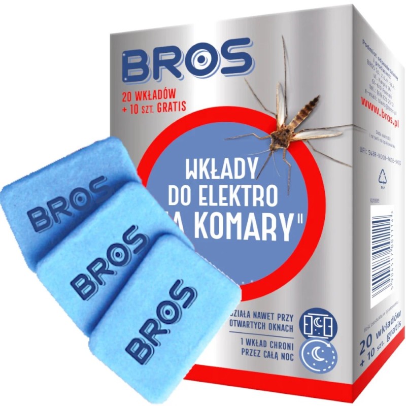 Bros Wkłady do elektro na komary 20 sztuk + 10 gratis